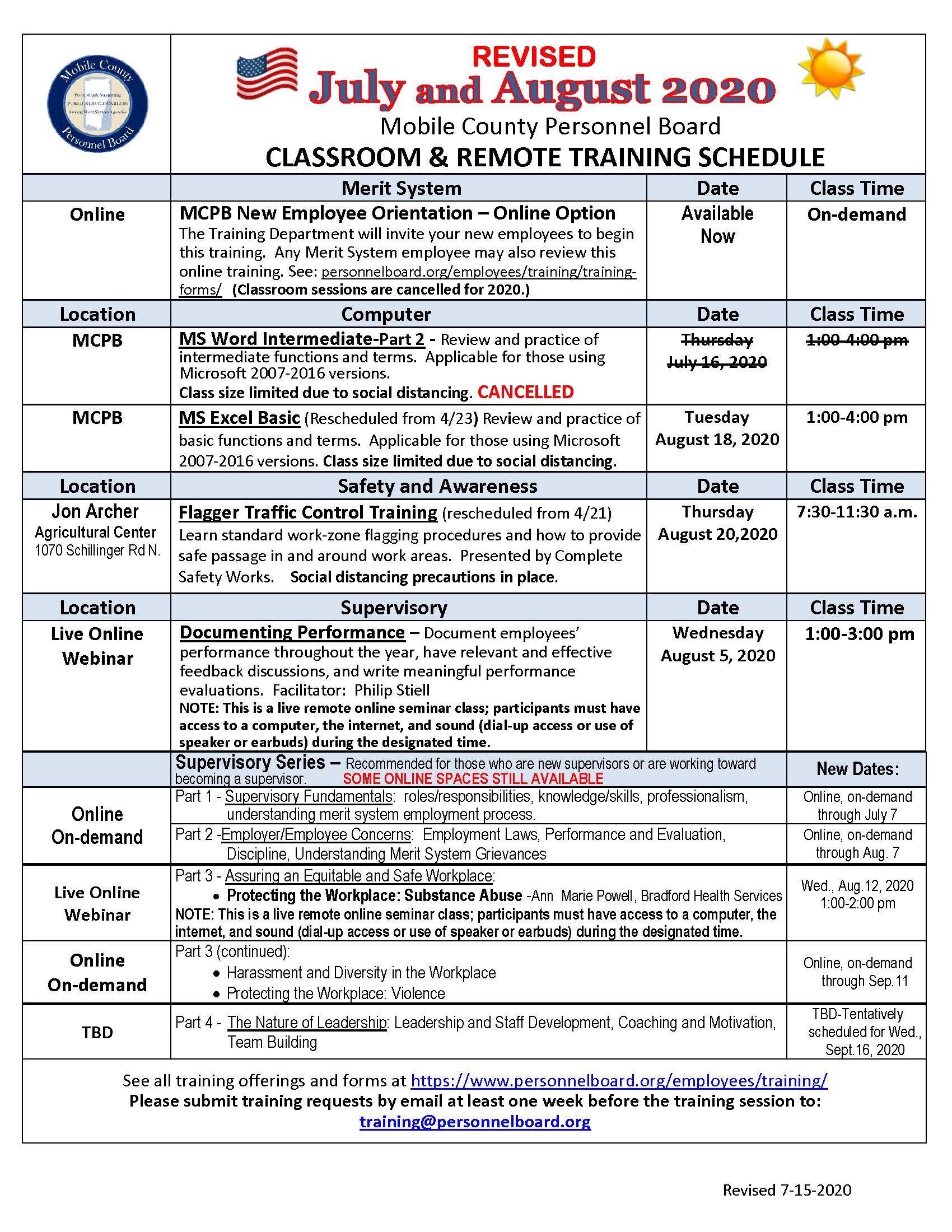 Training Guidelines | Mobile County Personnel Board