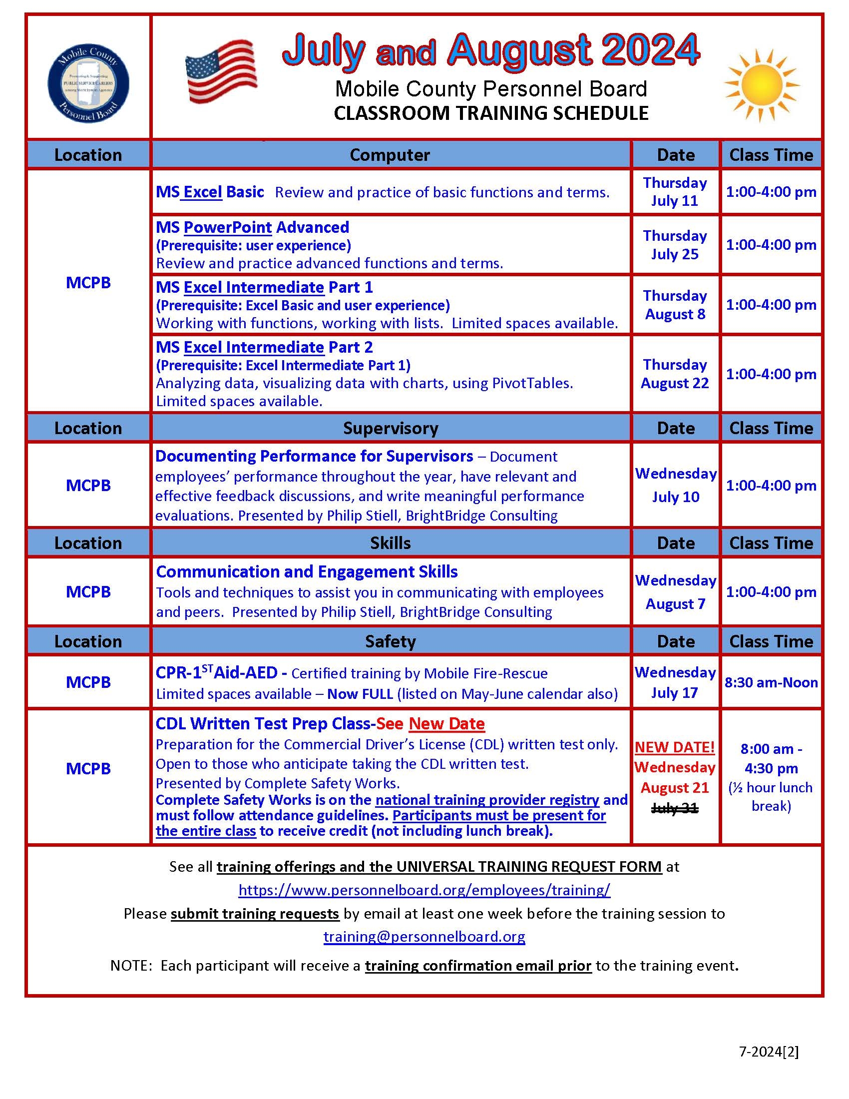 Training Forms | Mobile County Personnel Board