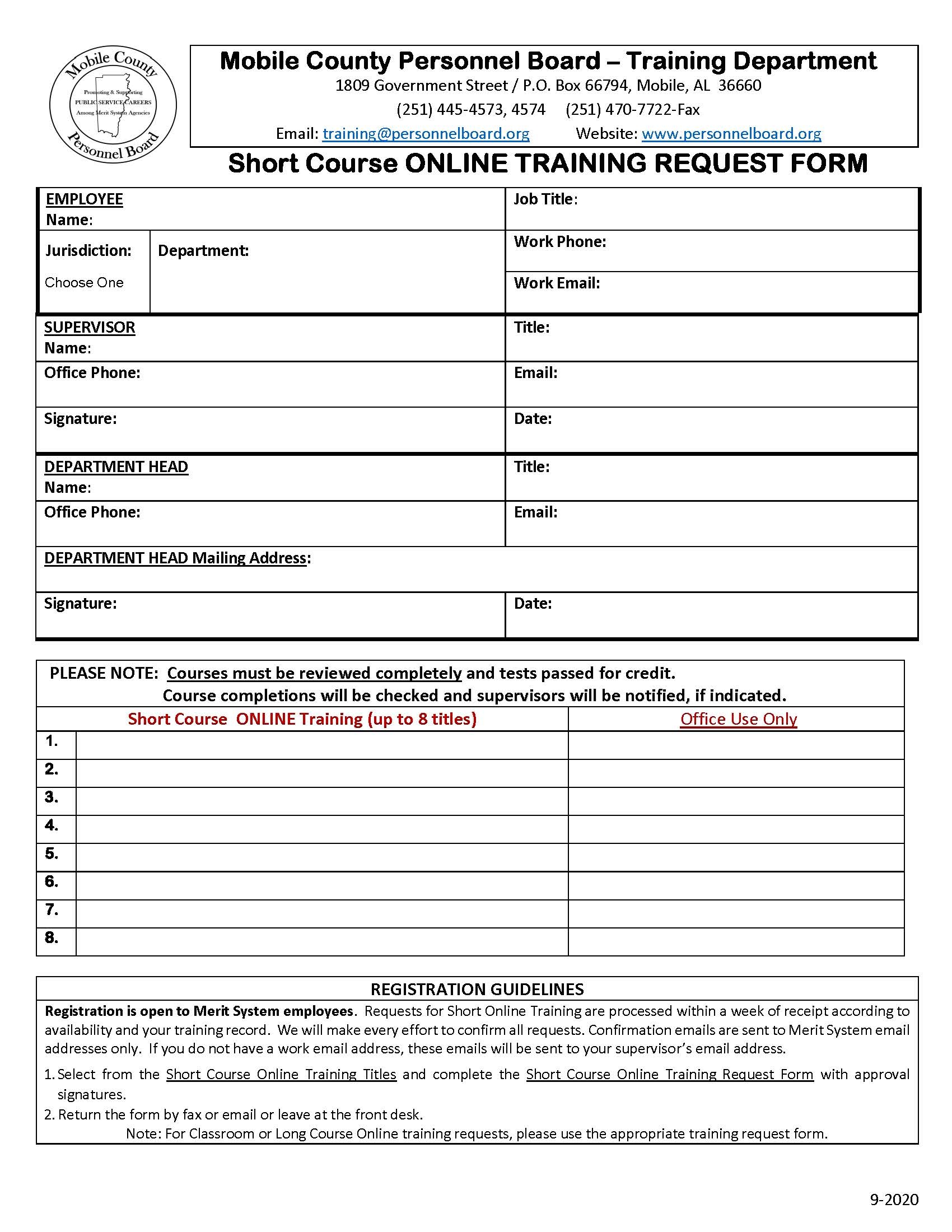 Training Forms | Mobile County Personnel Board